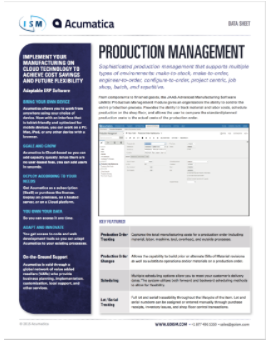 Acumatica Production Management - Data Sheet